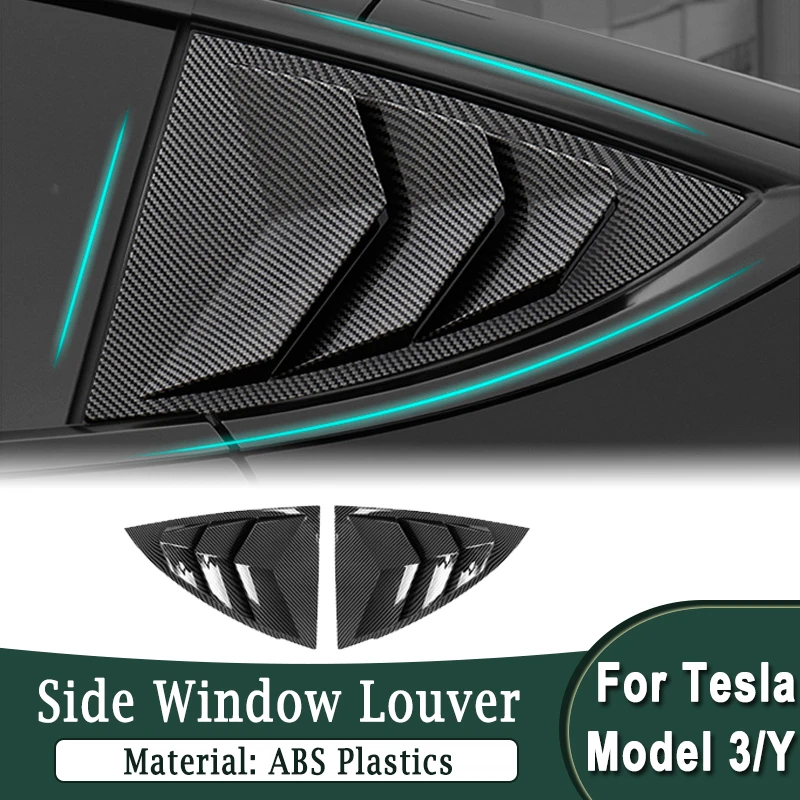 For-Tesla-Model-3-Model-Y-Side-Window-Quarter-Louvers-Scoops-Spoiler ...