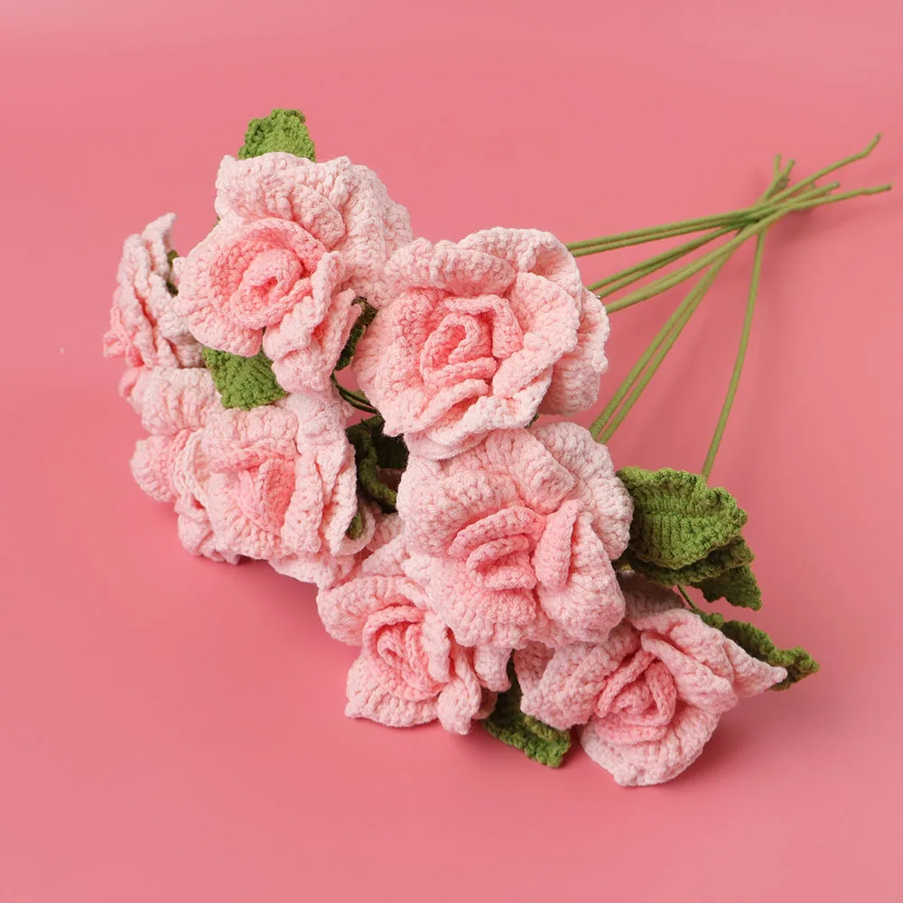 Rose Knitted Flowers Crochet Wedding Bouquet Flower Knitted Bouquet ...