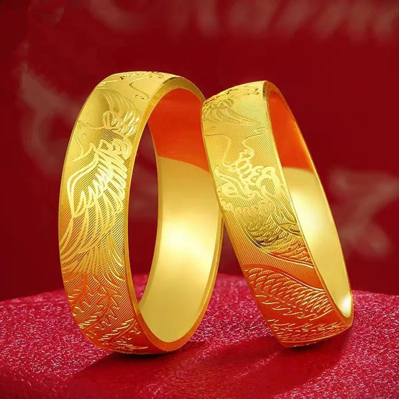 AU999-pure-gold-carved-closed-ring-dragon-and-phoenix-auspicious-style ...