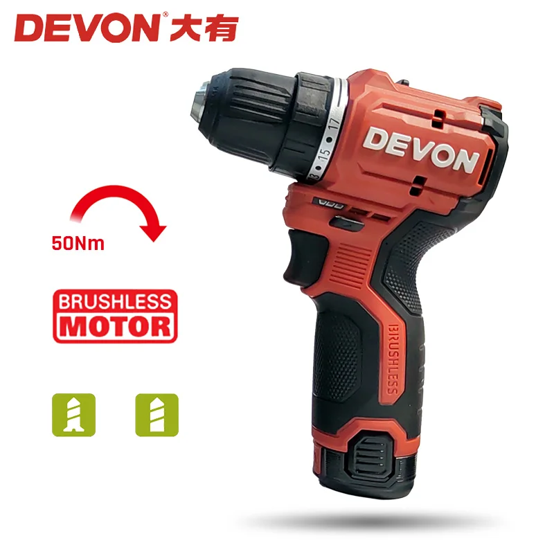 DEVON-50Nm-Brushless-Cordless-Drill-12V-Electric-Screwdriver-Household ...