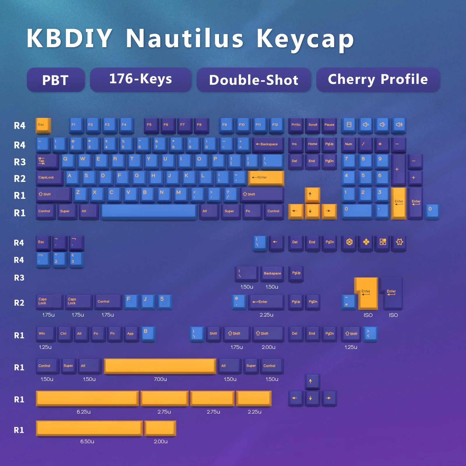 KBDiy-Cherry-Profile-PBT-GMK-Nautilus-Keycaps-Set-DIY-Custom-Double ...