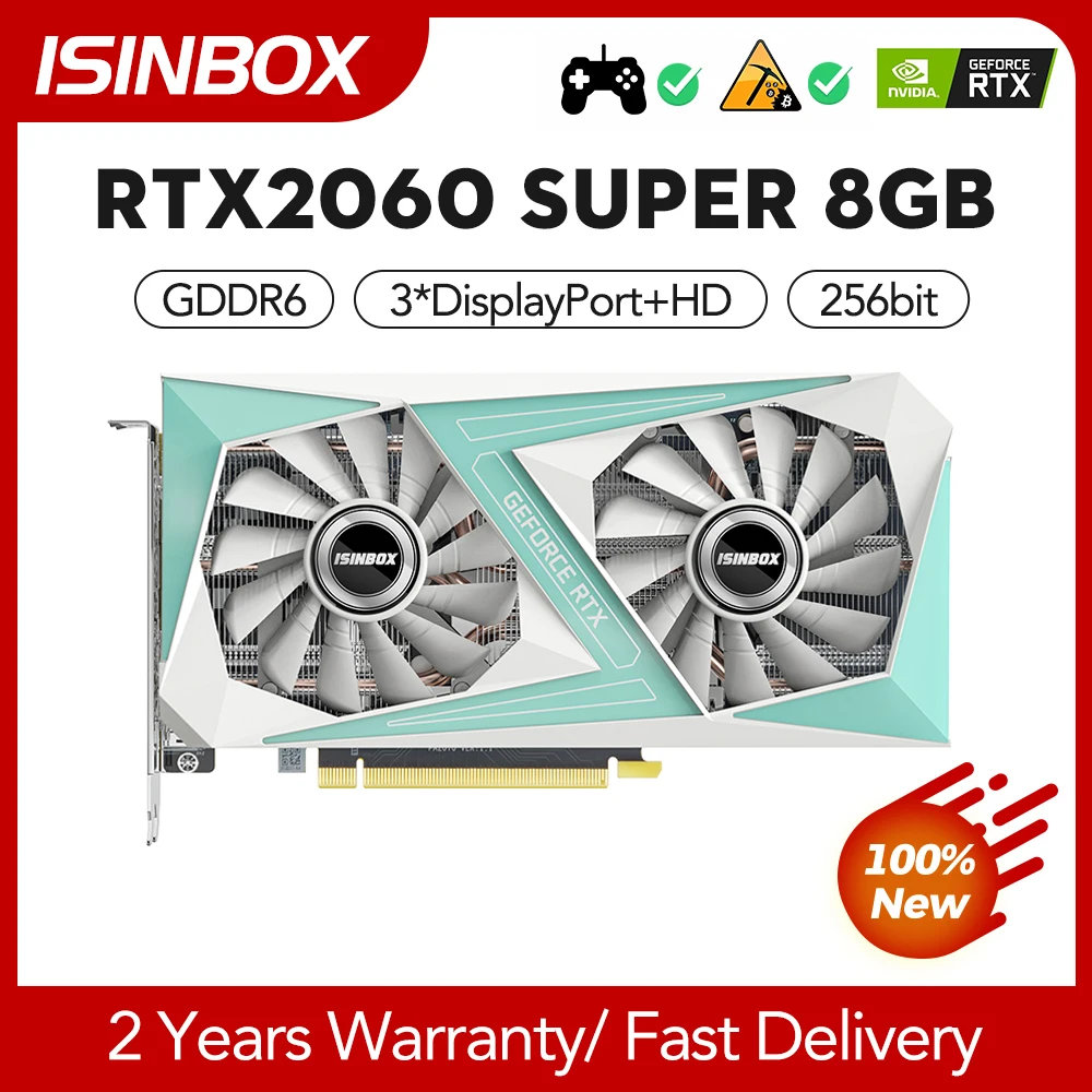 ISINBOX RTX 2060 Super Graphics Card 8GB GDDR6 256Bit PCI E 3.0 X16 DP HD 8Pin Video Card for ...