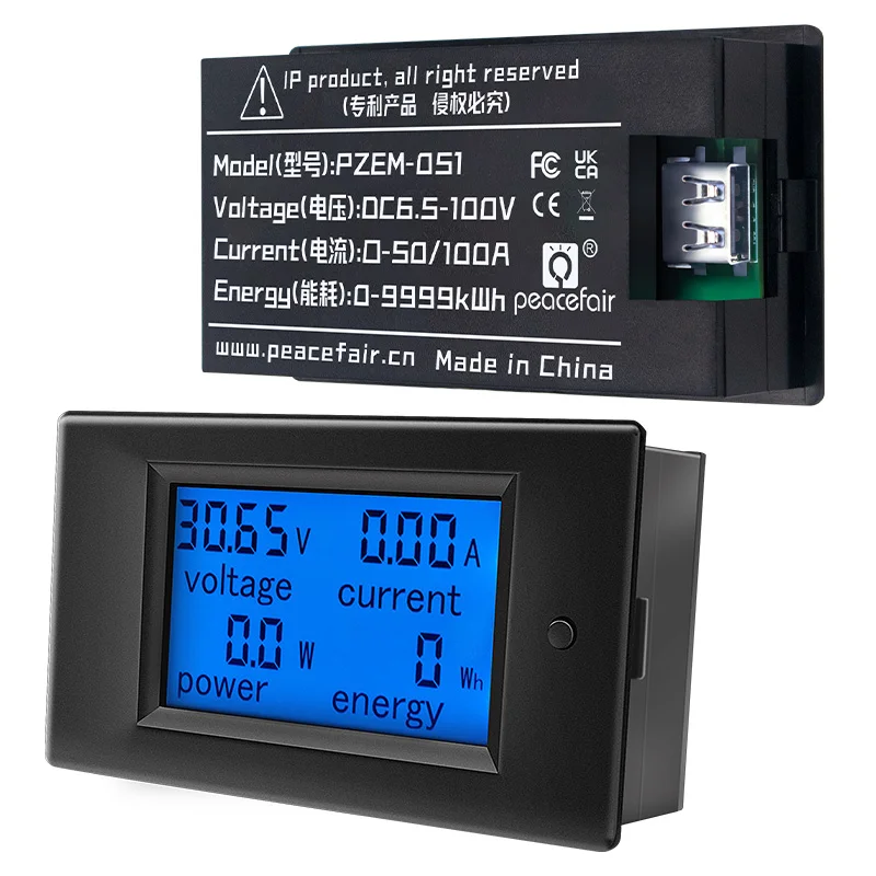 Upgrade USB PZEM051 100A Digital Wattmeter Voltmeter Ammeter DC 6.5 ...