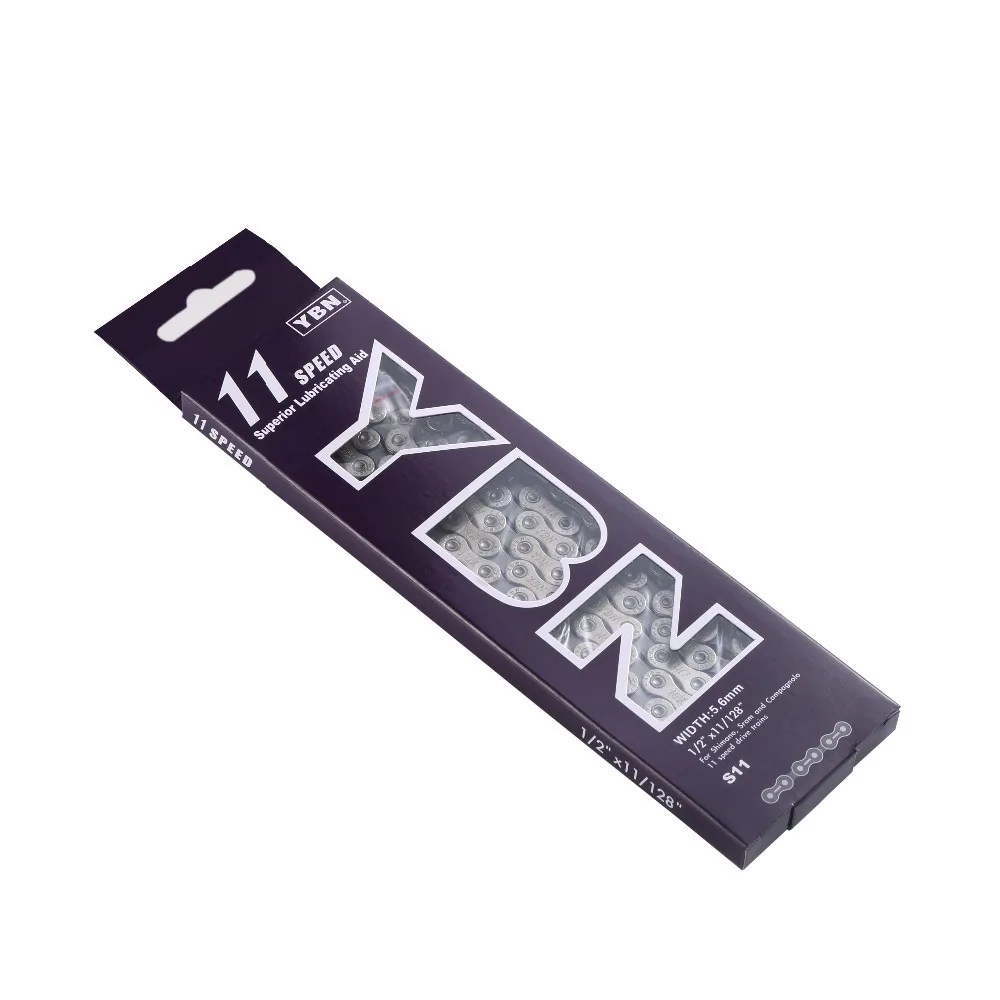 YBN-Bike-Chain-10-11-s-speed-SLA-Silver-non-hollow-smooth-titanium ...
