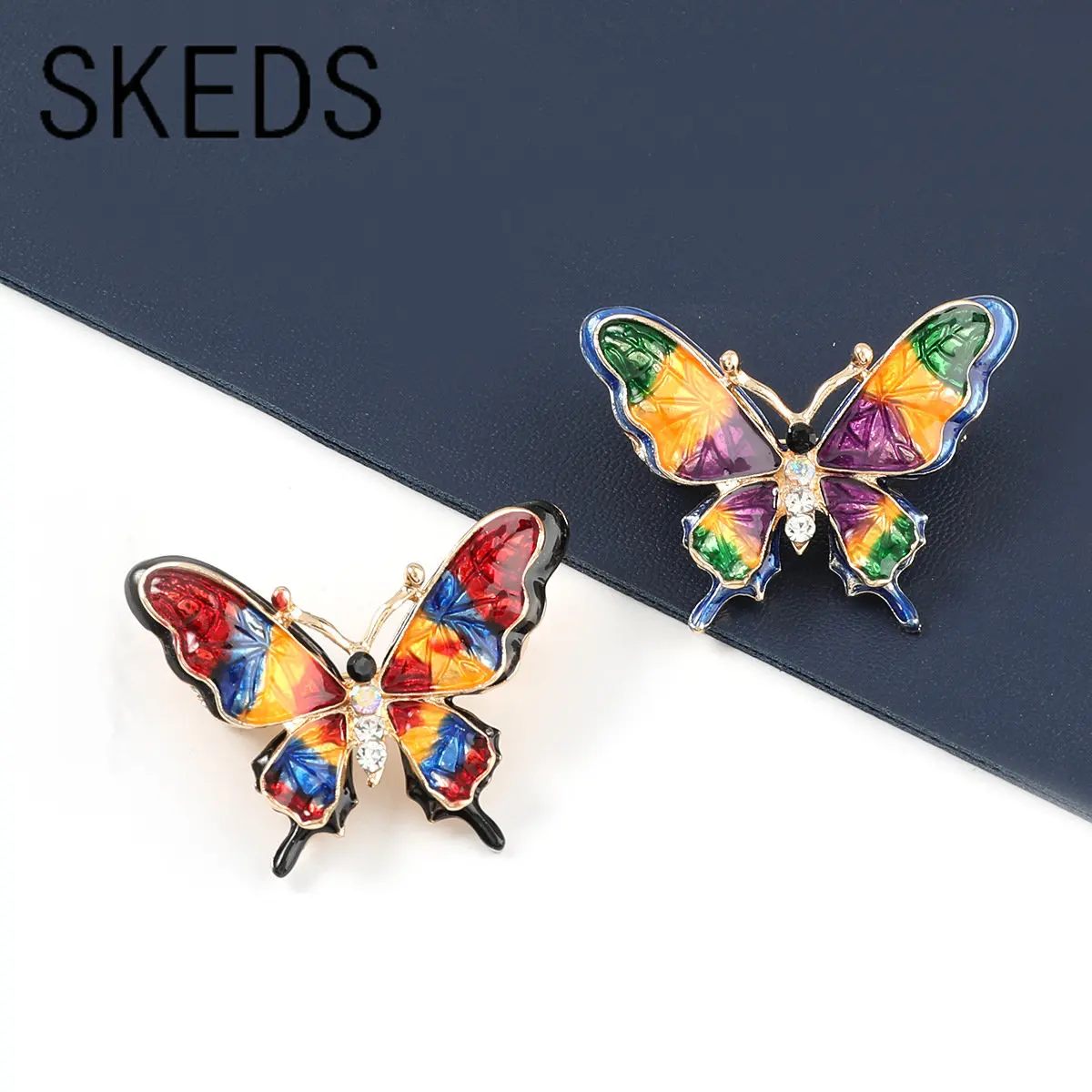 SKEDS-Women-Vintage-Enamel-Betterfly-Drip-Oil-Brooch-Pin-Retro-Crystal ...