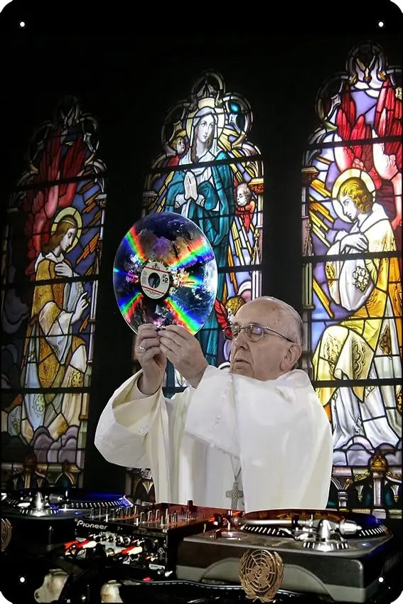 Catholic-DJ-Earth-Pope-Francis-Turntable-EDM-Poster-Metal-Tin-Sign-12-X ...