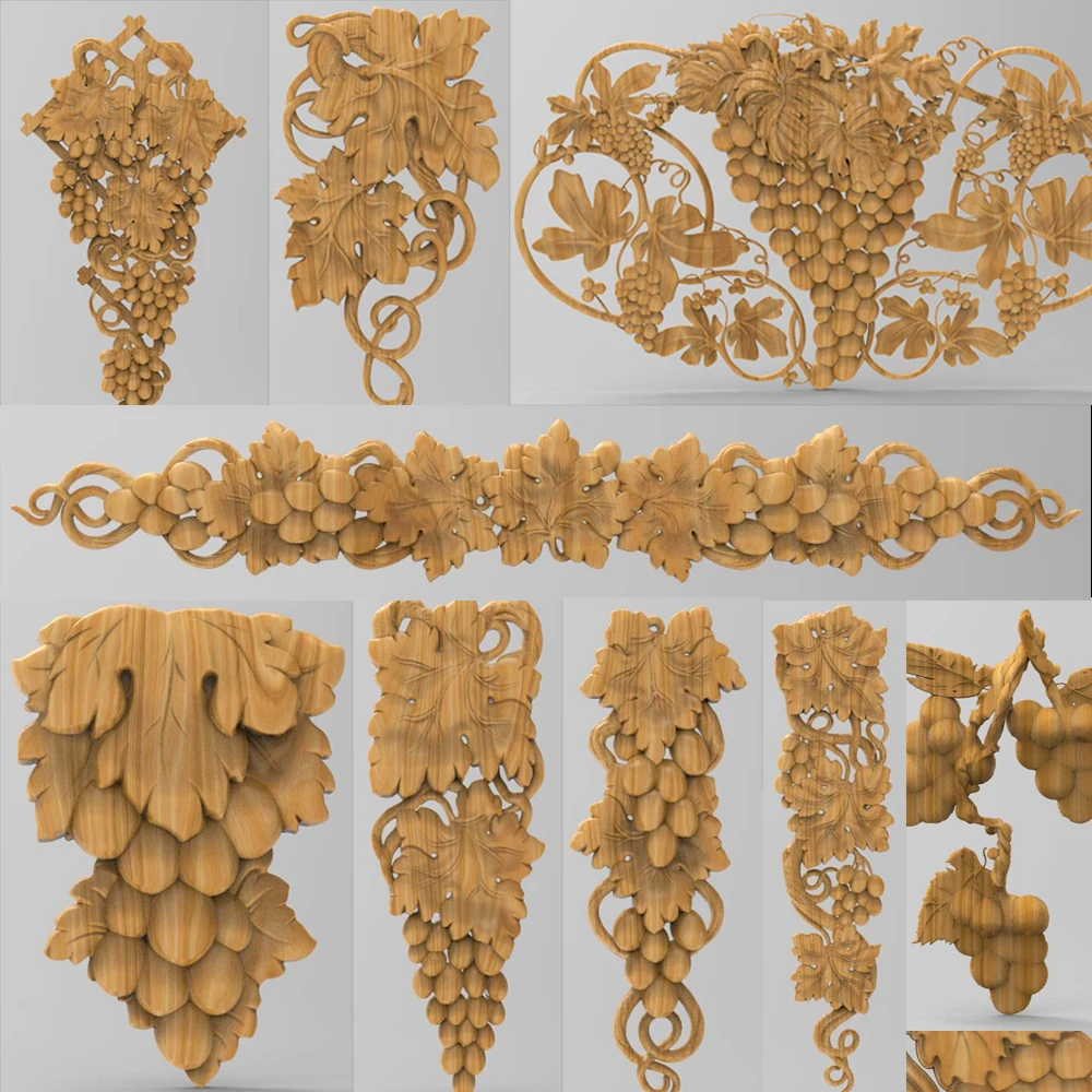 10pcs Grape Vine STL 3d Model Relief for CNC Router Engraver Carving Machine Relief Artcam ...