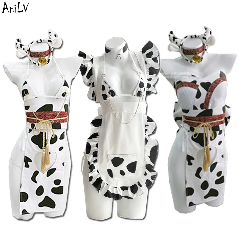 Anilv-anime-girl-cow-maid-unifrom-chain-bikini-swimsuit-women-love ...