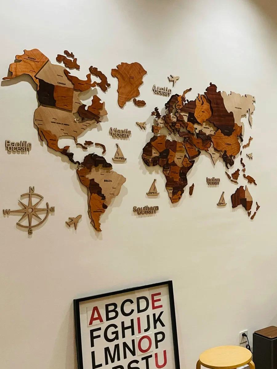 Customized-solid-wood-world-map-travel-office-living-room-school-wall-decoration-modern-and ...