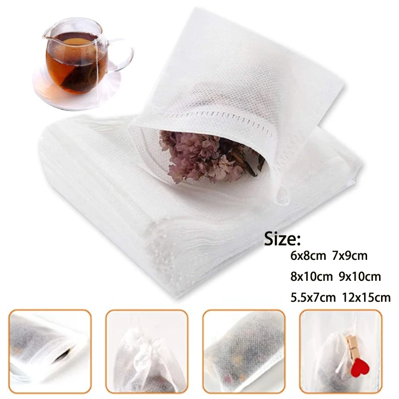 50/100pc Tea Bags Non-woven Fabric Tea Filter Bags for Spice Tea ...