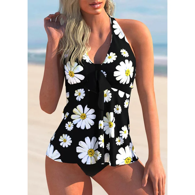 Women New Design Printing Tankini Swimsuit Bikini Set Summer Bathing ...