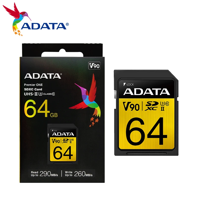 100% Original ADATA V90 SD Card 64GB 128GB 256 Video Speed SD Card GB ...