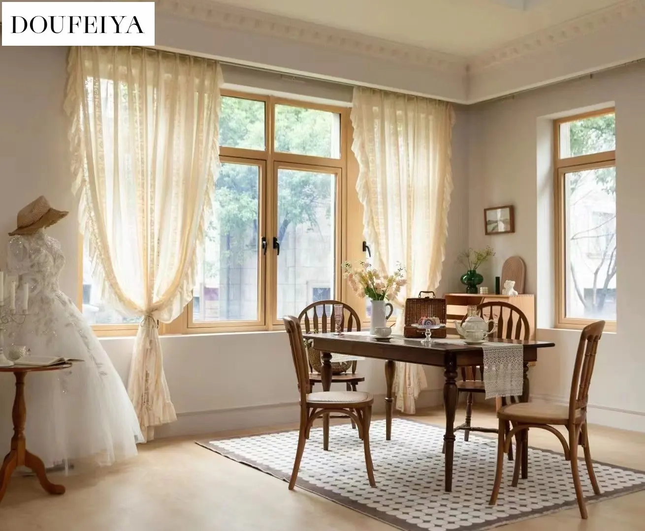 Cream Colored Lace Curtain