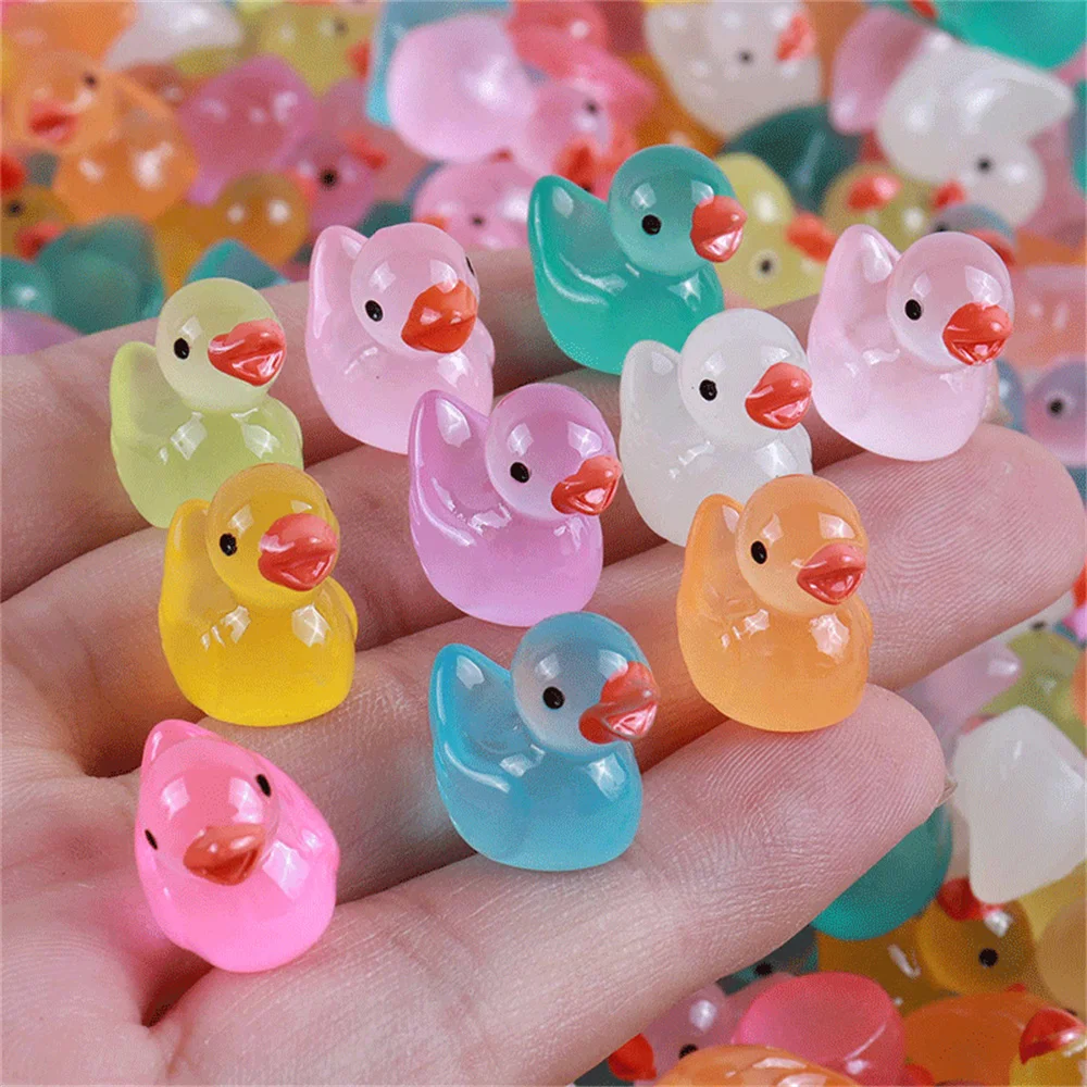 50Pcs-Mini-Resin-Multicolour-Ducks-Luminous-Duck-Ornament-Miniature ...