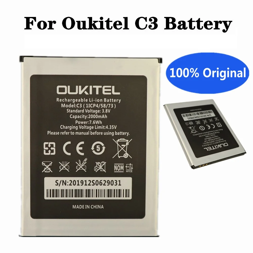 New Oukitel C3 Battery 100% Original 2000mAh Backup Battery Replacement ...