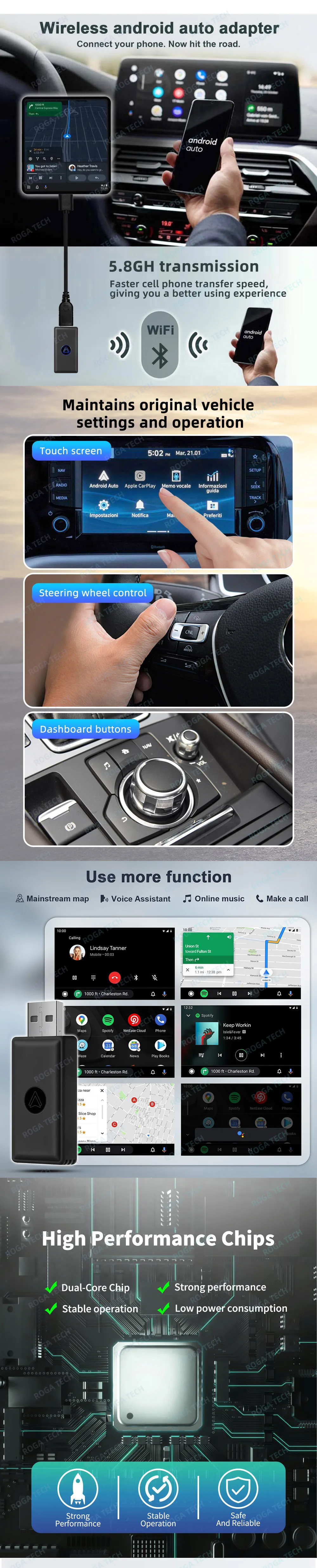 New Upgrade Mini Wired to Wireless Android Auto Adapter for Wired ...