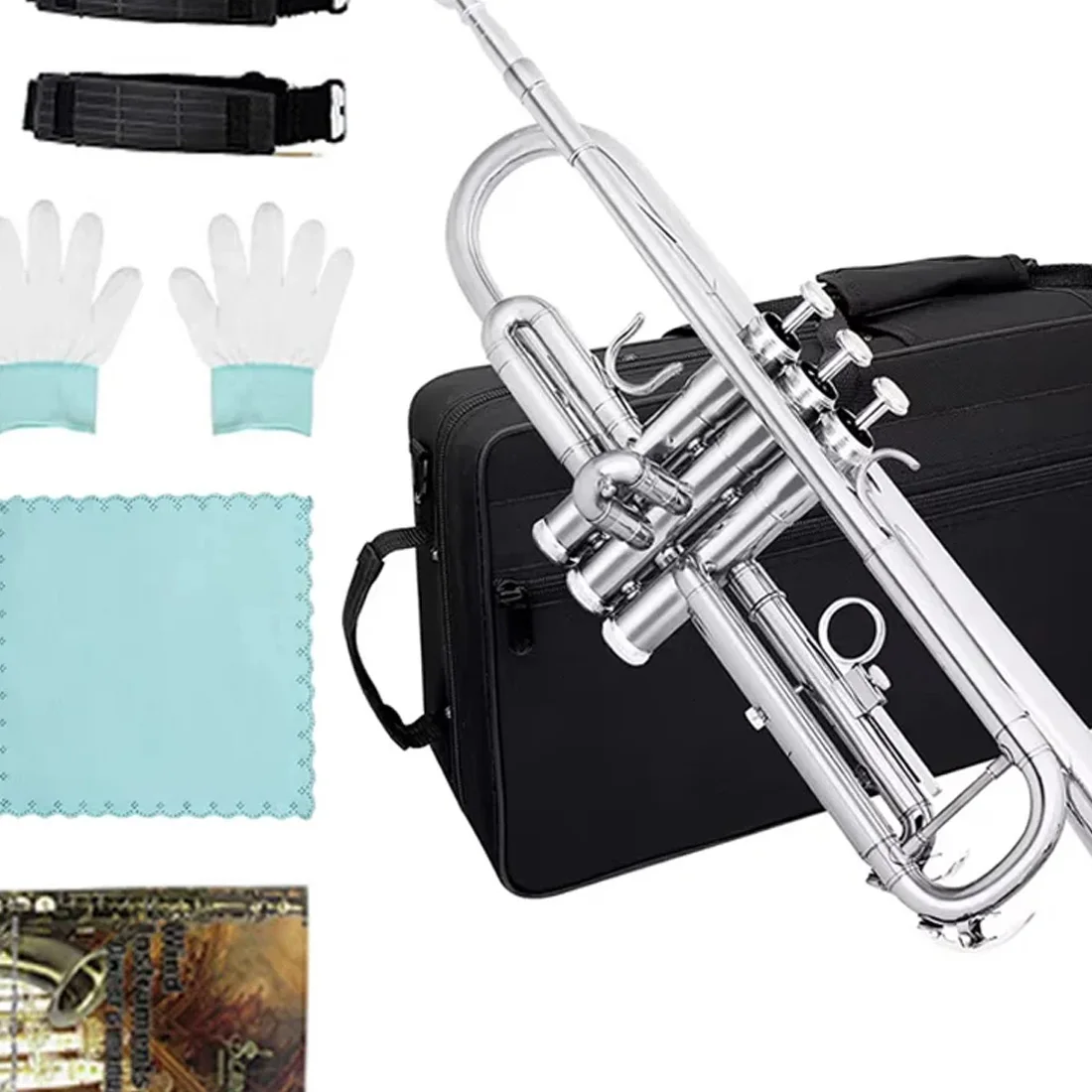 Silver SLADE Bb Trumpet Brass Instrument Standard Brass Trumpet Set for ...