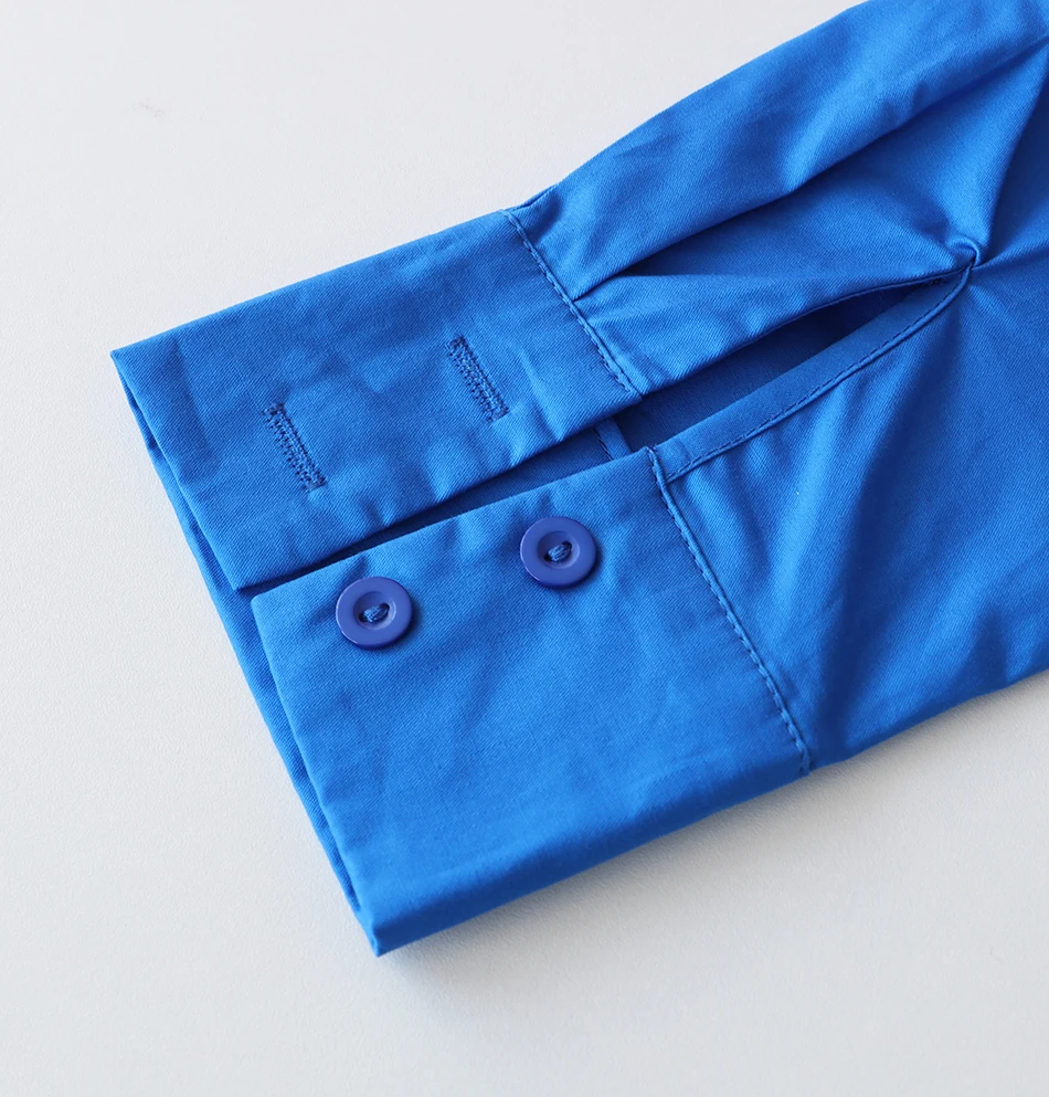 Green Women’s Oversize Shirt White 100% Cotton Long Sleeve Loose Basic ...