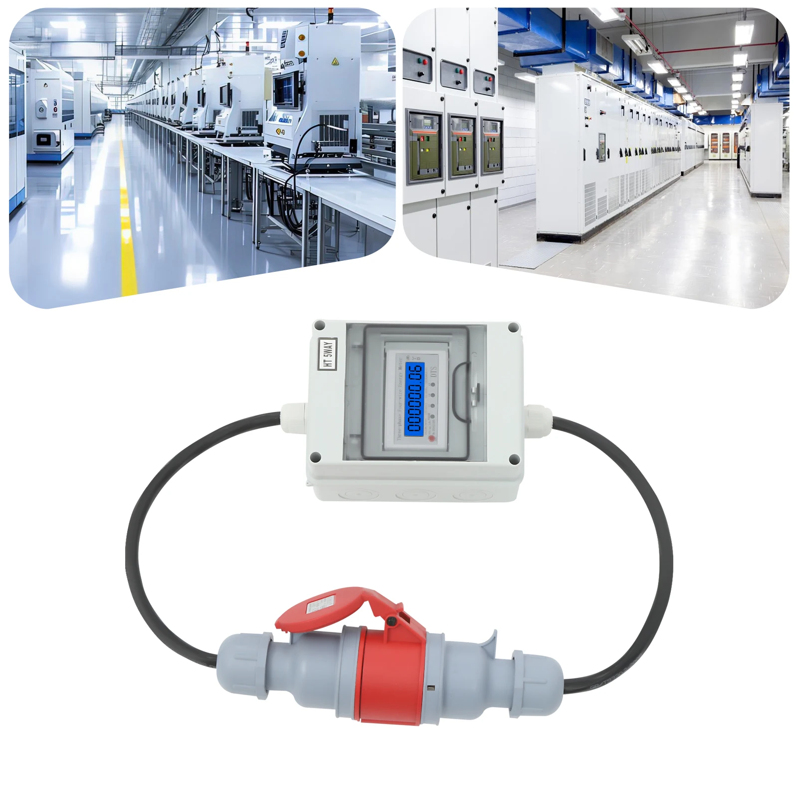 Stromzähler 16 A 400 V mit CEE 5-poligem Stecker, 3 Phasen, mobiler ...