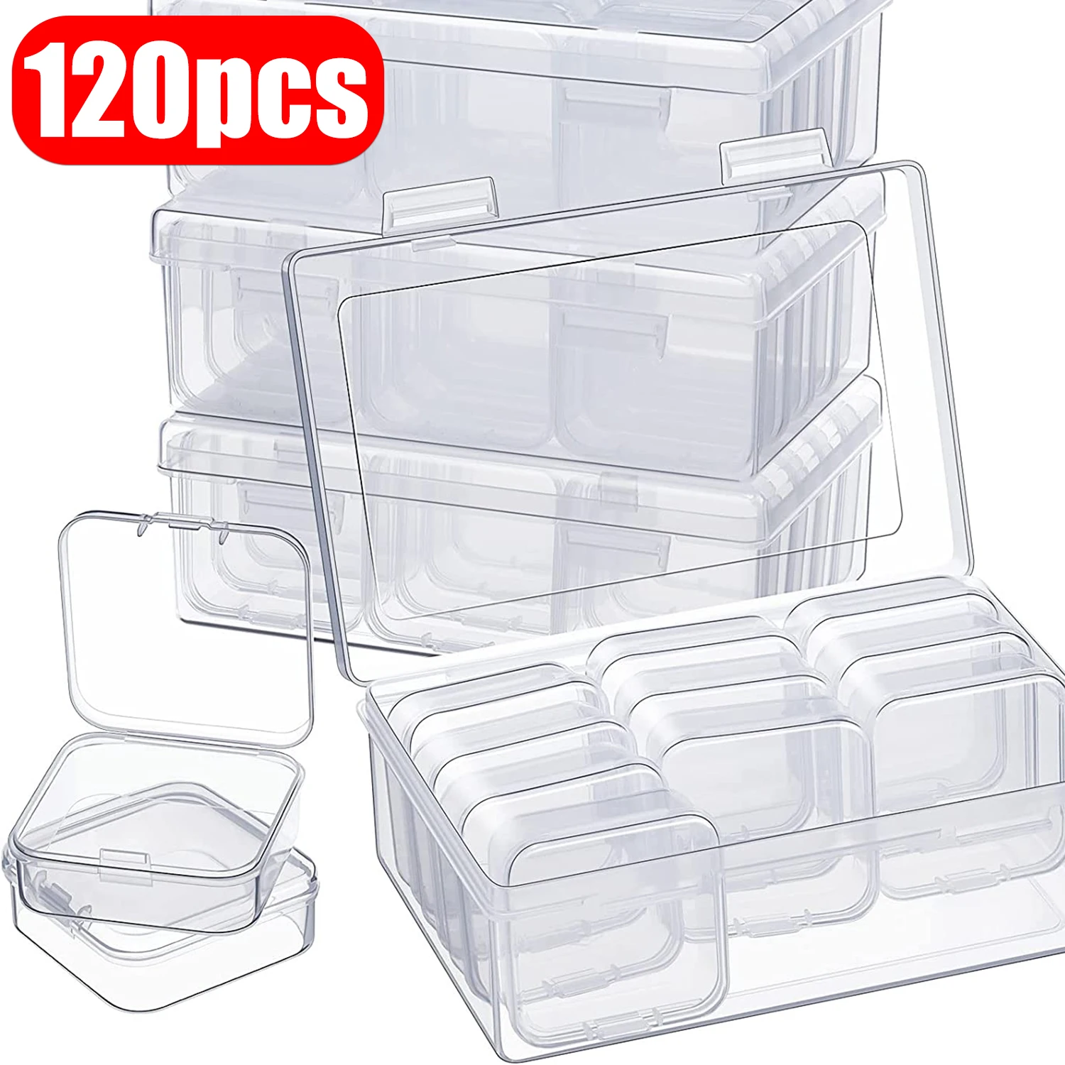 120Pcs-Clear-Small-Plastic-Containers-Transparent-Storage-Box-with-Hinged-Lid-for-Items-Crafts ...