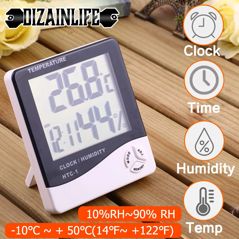 LCD Electronic Digital Temperature Humidity Meter Monitor Indoor ...