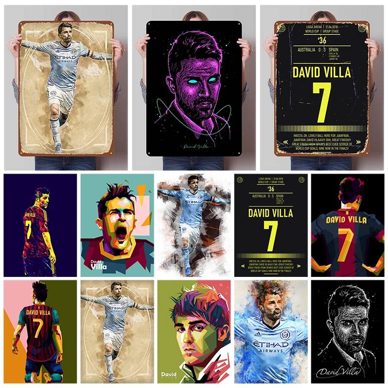David Villa Football Player Metal Posters Pictures Wall Decoration ...