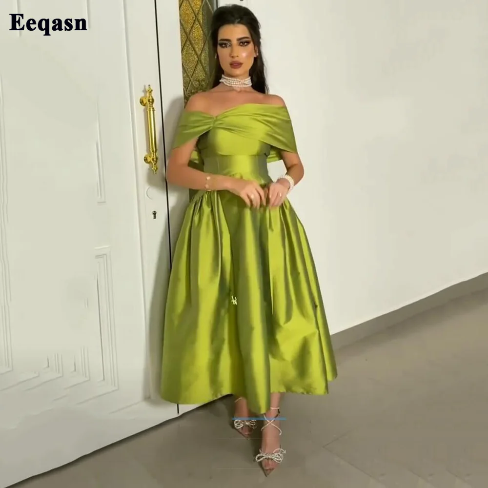 Eeqasn-A-Line-Short-Saudi-Arabia-Formal-Prom-Dresses-Satin-Cap-Sleeves ...