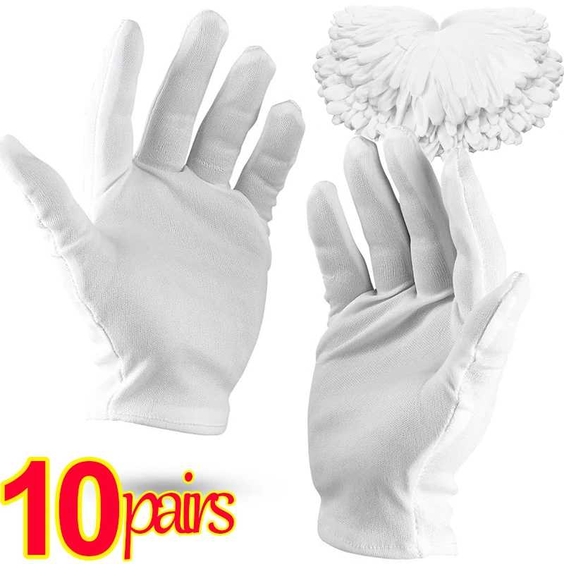 1-10Pairs-White-Soft-Cotton-Work-Gloves-for-Dry-Hands-Handling-Film-SPA ...