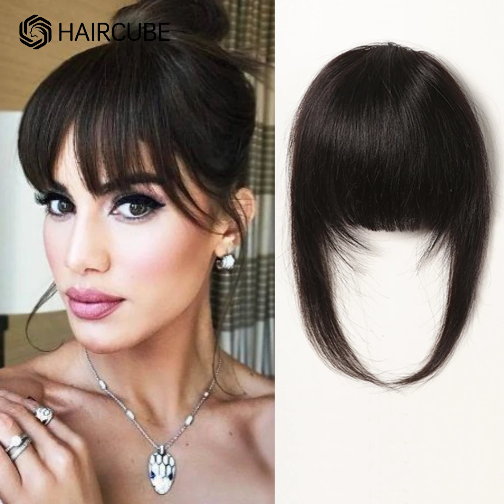 Clip-in-Bangs-100-Human-Hair-Bangs-Thick-French-Natural-Black-Brown ...