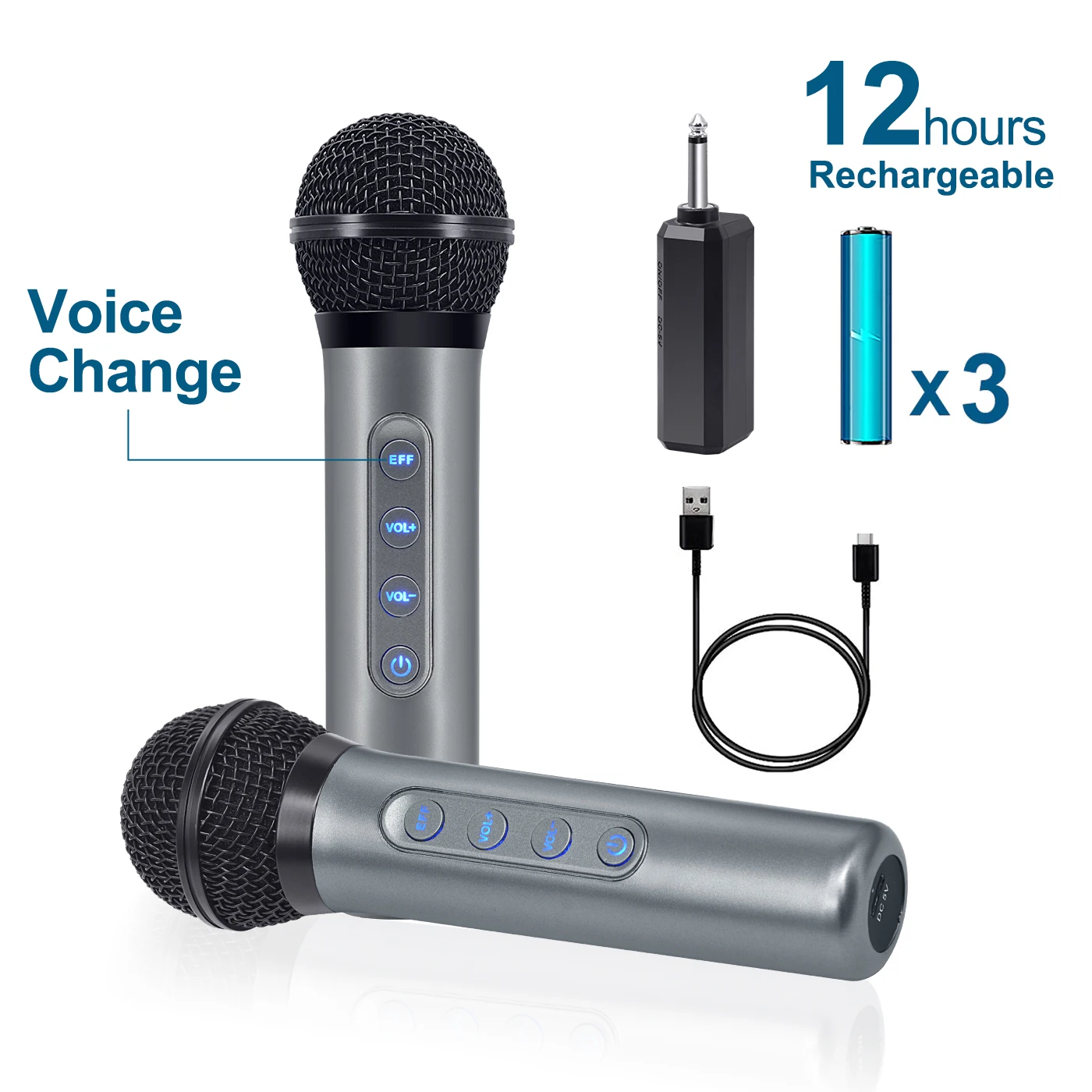 Handheld-Dynamic-Sound-Effect-Wireless-Microphone-with-Rechargeable ...