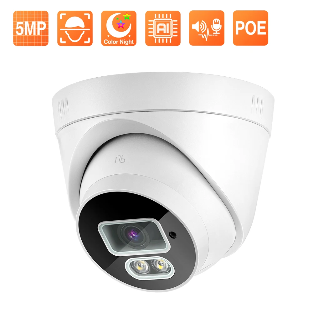 Techage 5MP Indoor Dome PoE IP Camera 2 way Audio Color Night Vision ...
