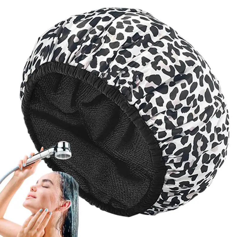 Reusable-Shower-Cap-3-Layer-Adjustable-Bath-Hair-Hat-Waterproof-Bath ...