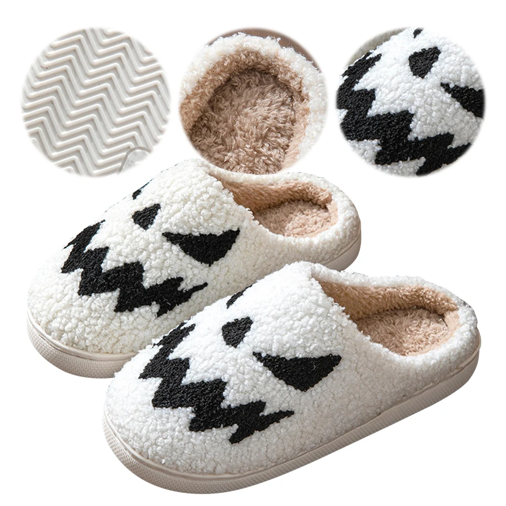 Halloween-Ghost-Face-Slippers-Flat-Thermal-Slippers-Anti-Slip-Plush ...