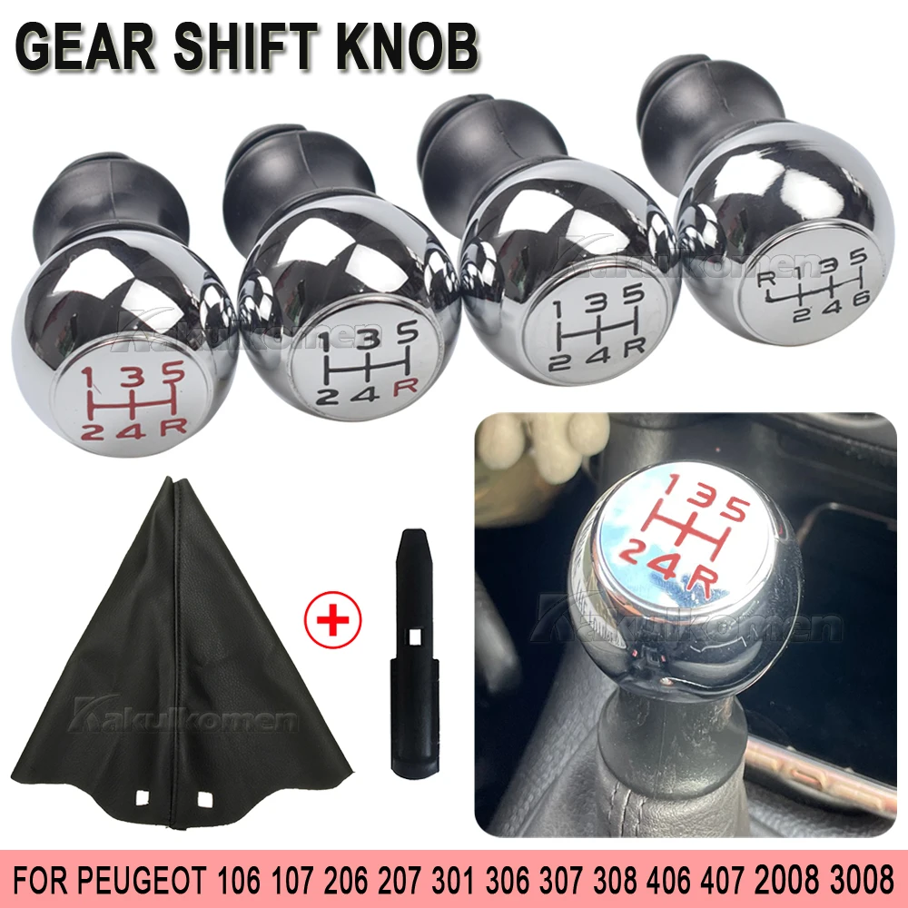 5/6 Speed MT Gear Shift Knob Lever Shifter Stick For Peugeot 106 206 ...