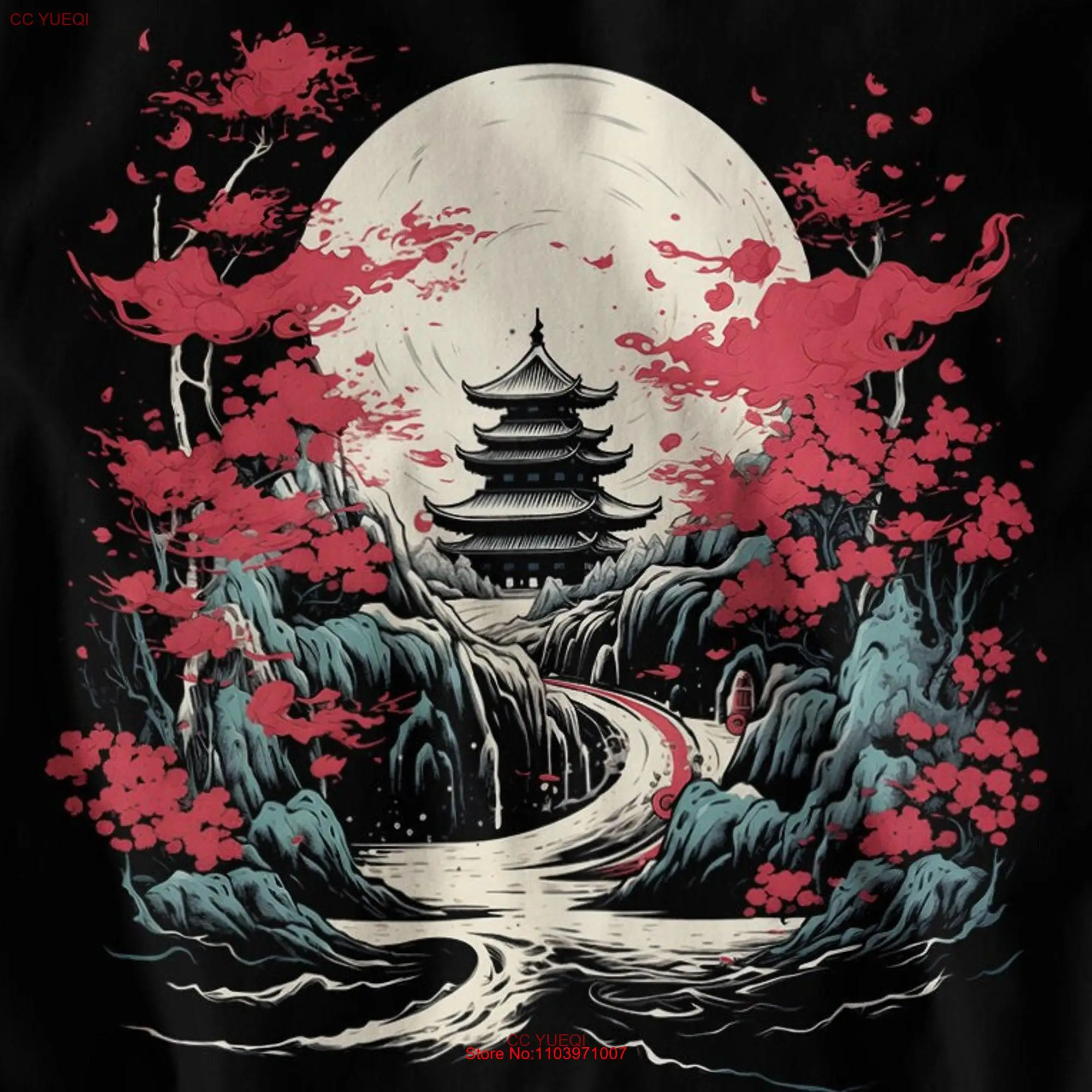 Zen-River-Moon-T-Shirt-Japan-Design-Fair-Trade-High-Quality-asian-art ...