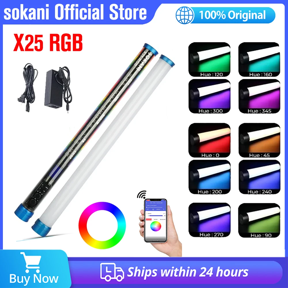 Sokani X25 RGB LED Video Light Bi-Color Wand Stick for Video Photography Painting YouTube Studio ...