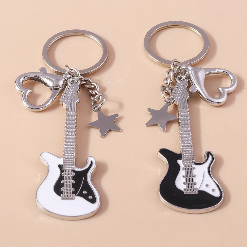 Classic-Metal-Electric-Guitar-Keychain-Mini-Musical-Instruments-Keyring ...