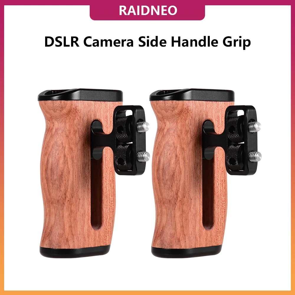 Universal-DSLR-Camera-Wooden-Handle-Side-Hand-Grip-with-Cold-Shoe-Mount ...