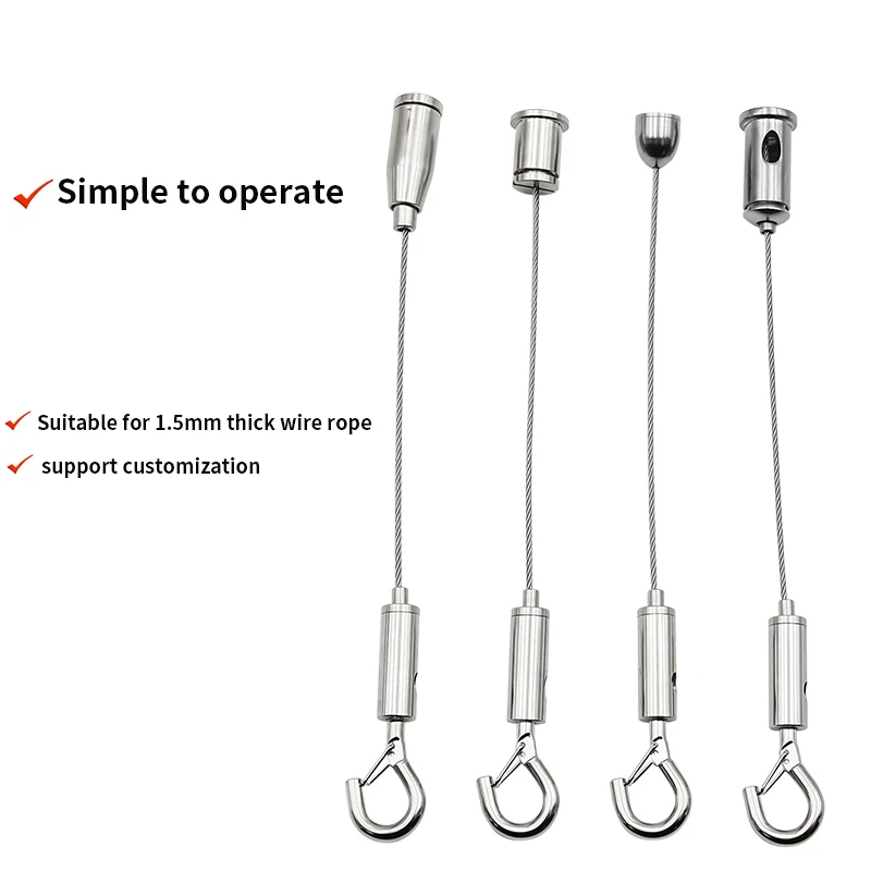 2PCS-1-5mm-Stainless-Steel-Wire-Rope-Hanging-Code-Plus-Safety-Hook ...