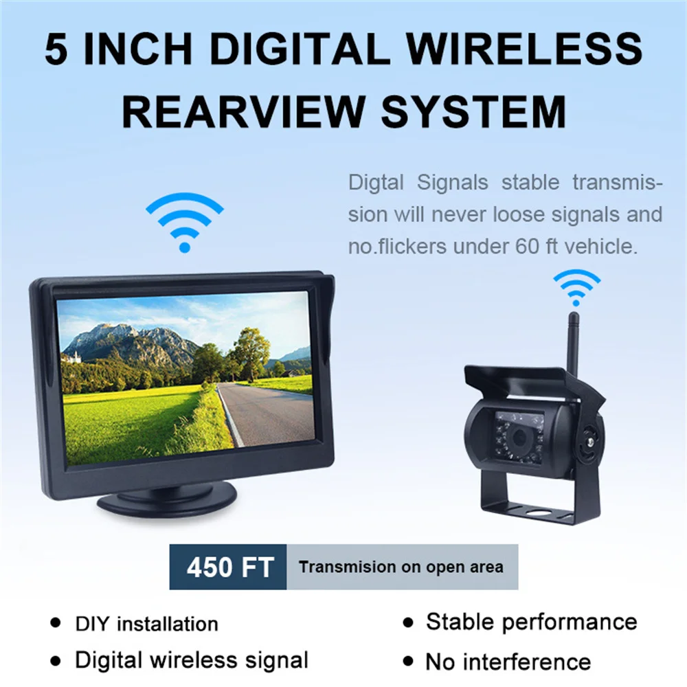 5-Inch-Monitor-Wireless-Rear-View-Backup-Camera-12V-24V-IR-Backup ...
