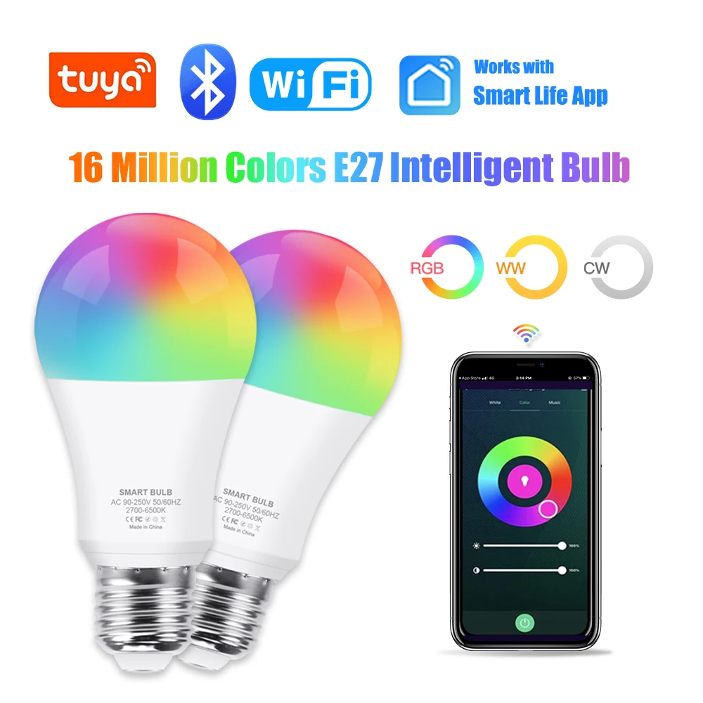 L-mpada-LED-Tuya-Inteligente-E27-RGB-Alexa-Wi-Fi-Bluetooth-AC-85-265V-L ...