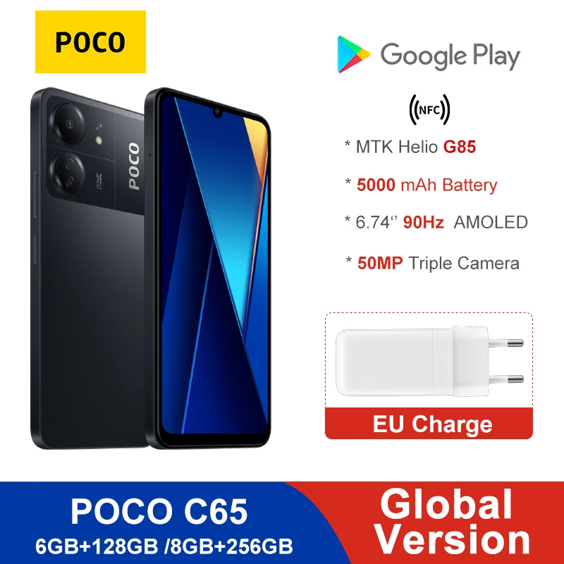 POCO C65 Global Version 128GB/256GB MediaTek Helio G85 Octa Core NFC 5000mAh 6.74" 90Hz HD+ ...