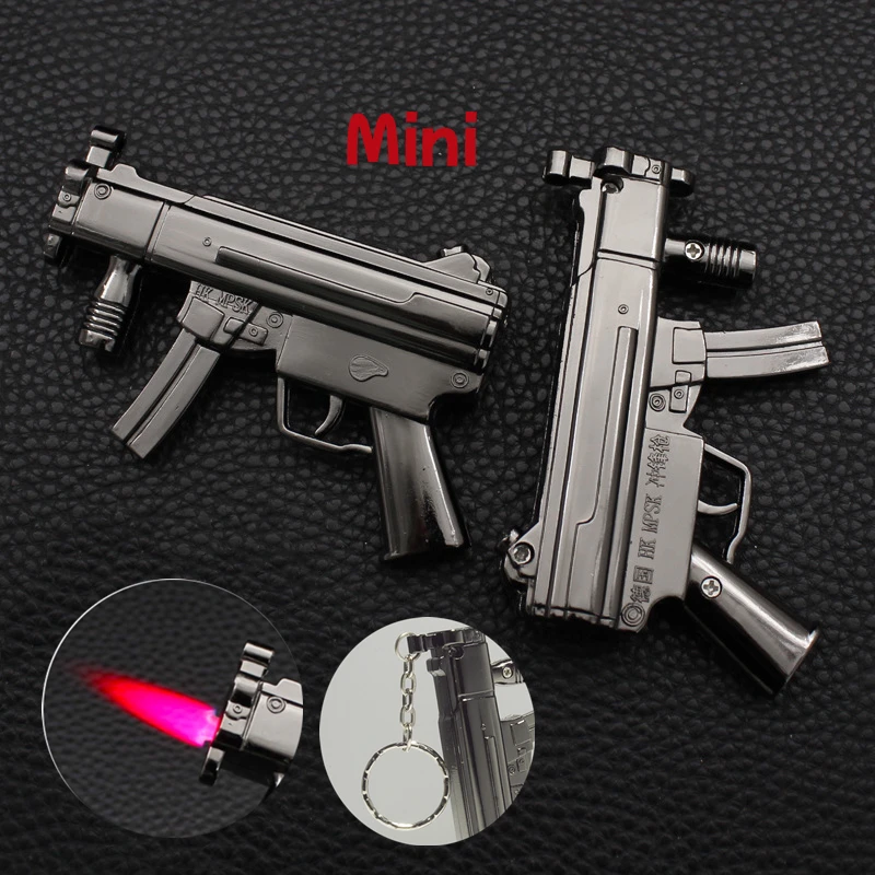 Metal Mini Gun Inflatable Lighter Windproof Keychain Jet Red Flame ...