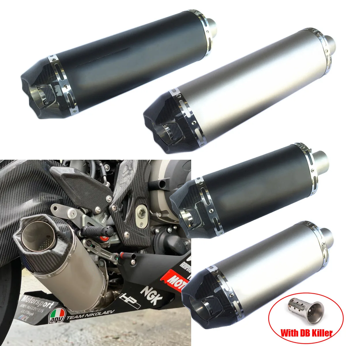 51mm Universal Motorcycle Exhaust Pipe Escape Moto Muffler For ARR ...