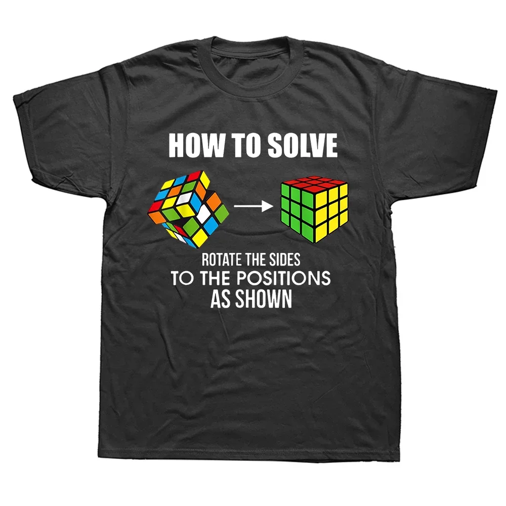 How-To-Solve-Rubiks-Rubics-Cube-Funny-Cubing-Tee-Tops-Round-Neck-Short ...