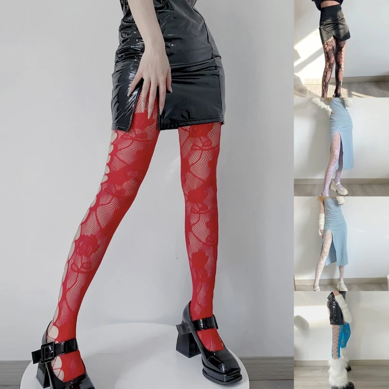 Flower Pattern Fishnet Tights | Tights Tattoo Rose Pattern | Fishnet ...