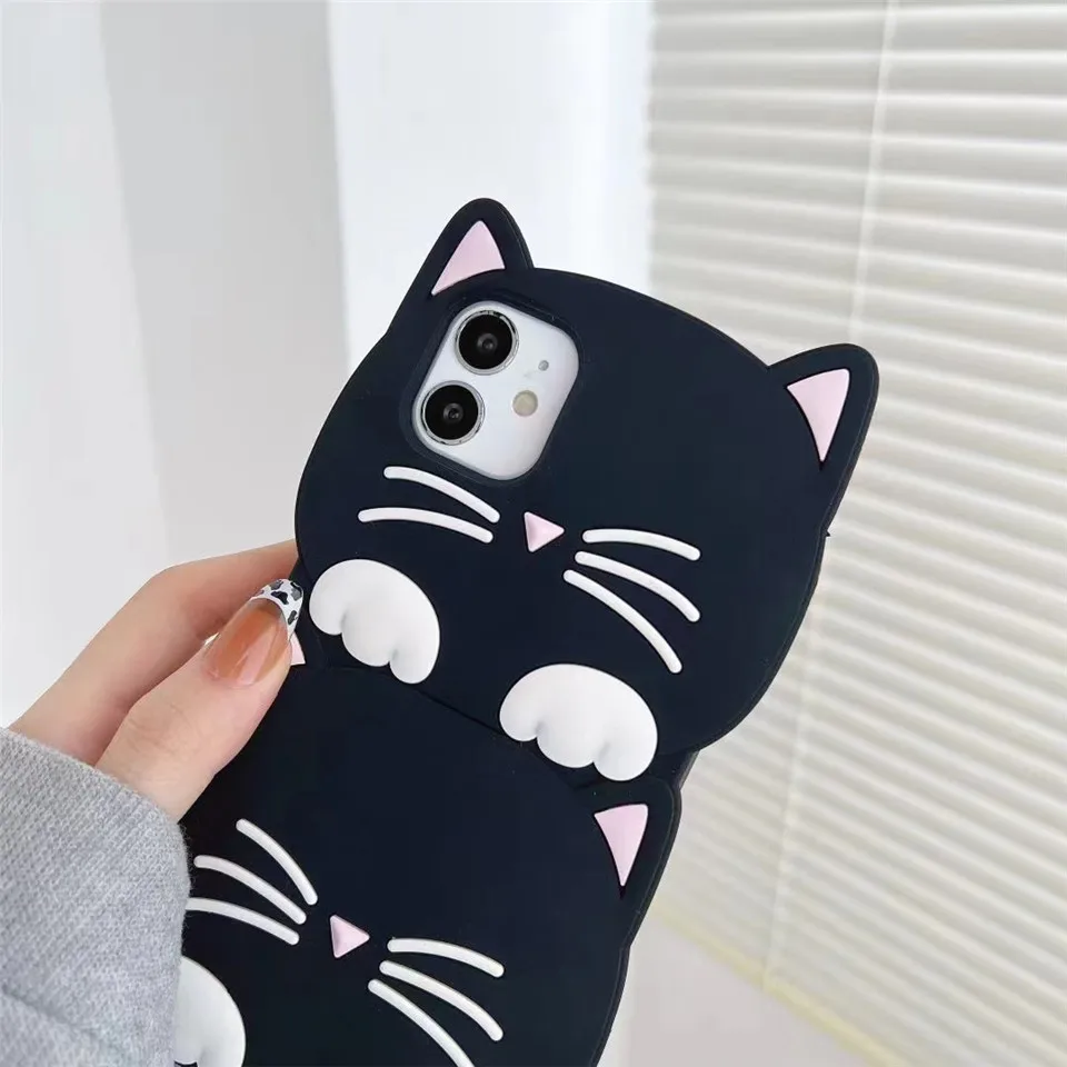 3D Cute Cartoon Meow meow Cat Luminous Phone Case For iPhone 14 13 12 ...