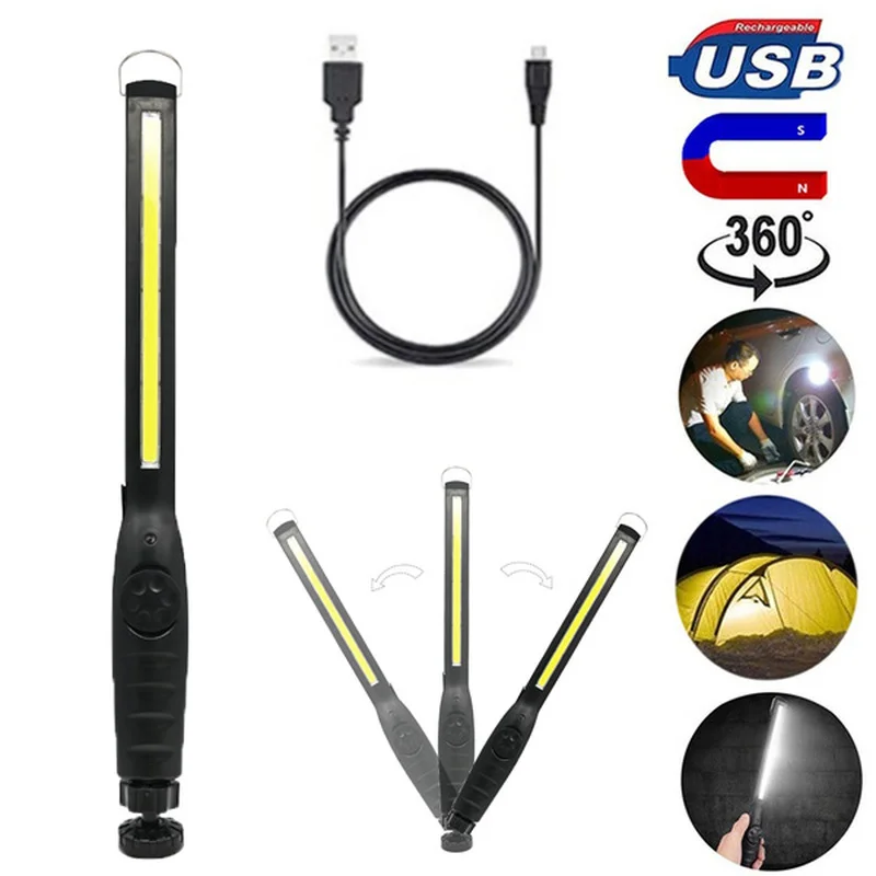 Cob Work Light Rechargeable Led Work Lamp With Magnetic Base 360 Rotary ...