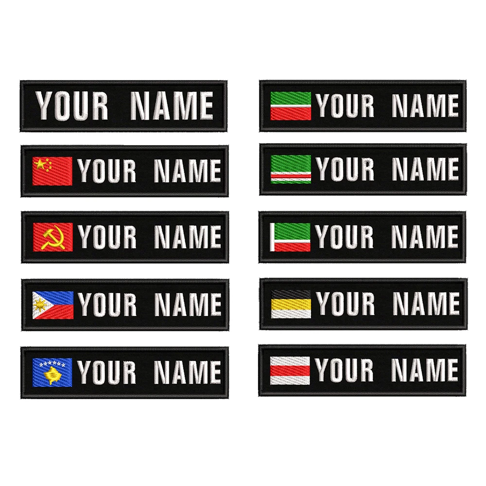 1PC-10cmX2-5cm-Custom-Name-Flag-Patch-Stripes-Badge-Iron-On-Or-Hook ...
