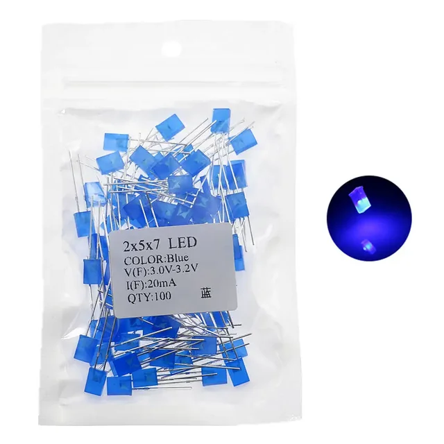 Led 5mm Small Led 100 Pieces/lot 2x5x7 Square 5-Color Short-Leg Light ...